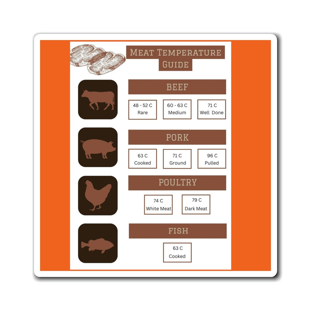 Safe Meat Temperature Cooking Meat Magnets Meat Temp Chart Etsy Singapore