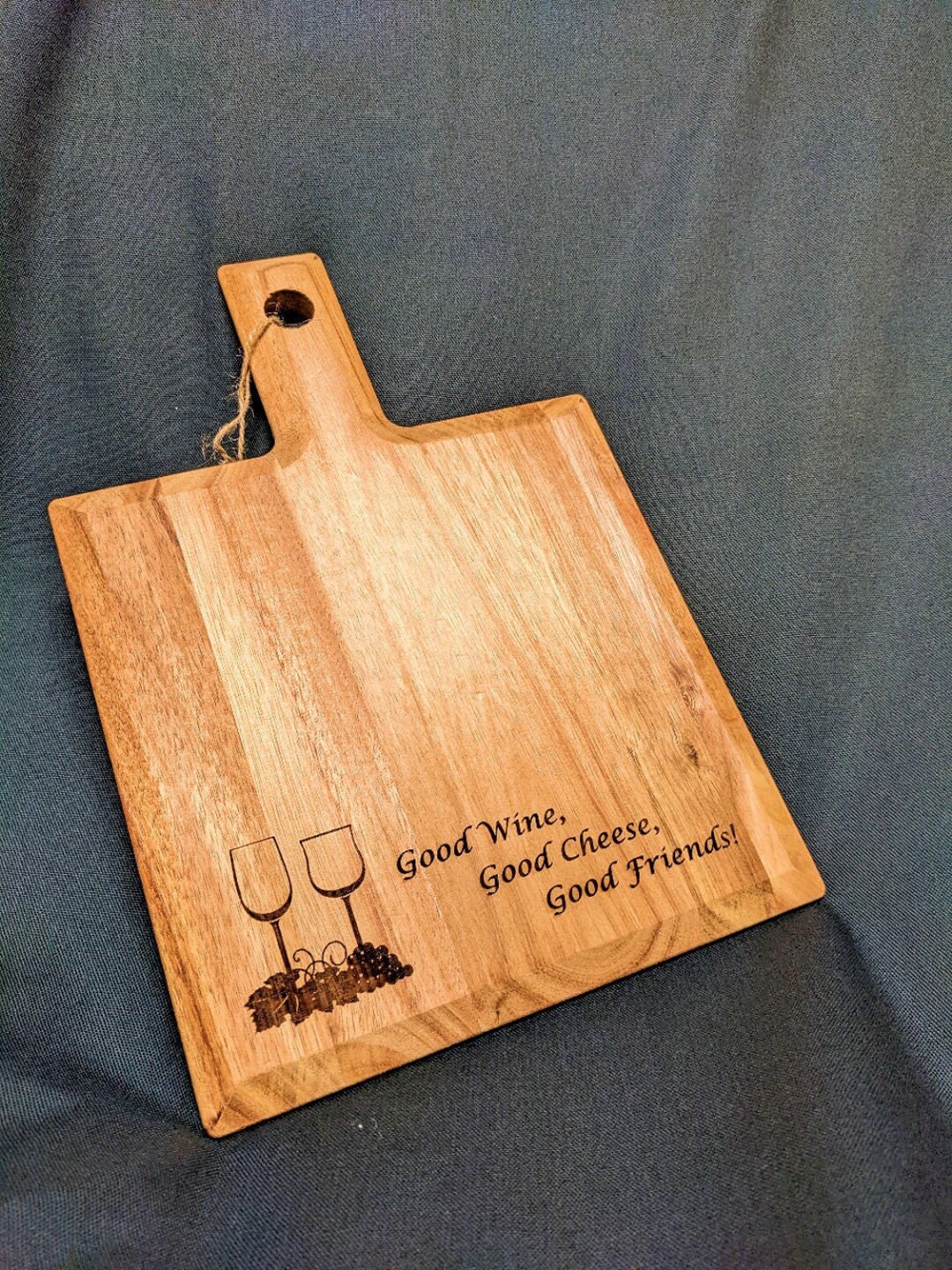 Laser Engraved Cheese Board "good Wine, Good Cheese, Good Friends ...