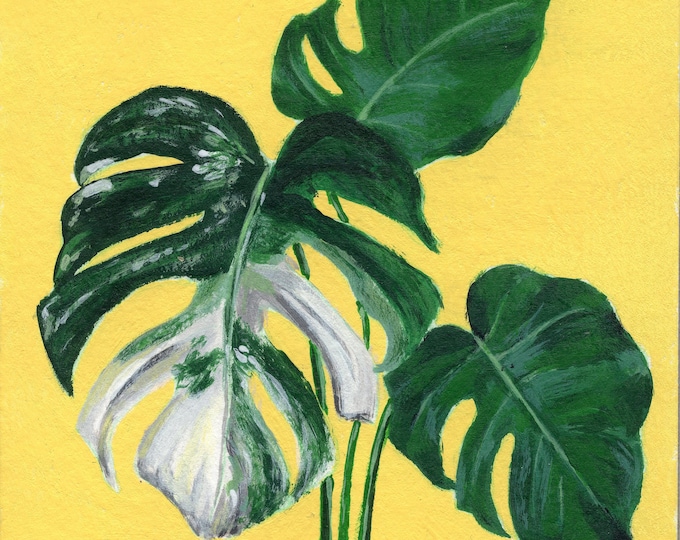 Monstera Leaves - Original Acrylic Painting 4 X 4.5" - Etsy