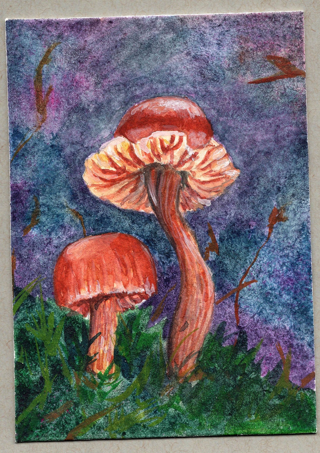 Itty Bitty Mushroom Watercolor Painting 3.5 X 5" Original - Etsy