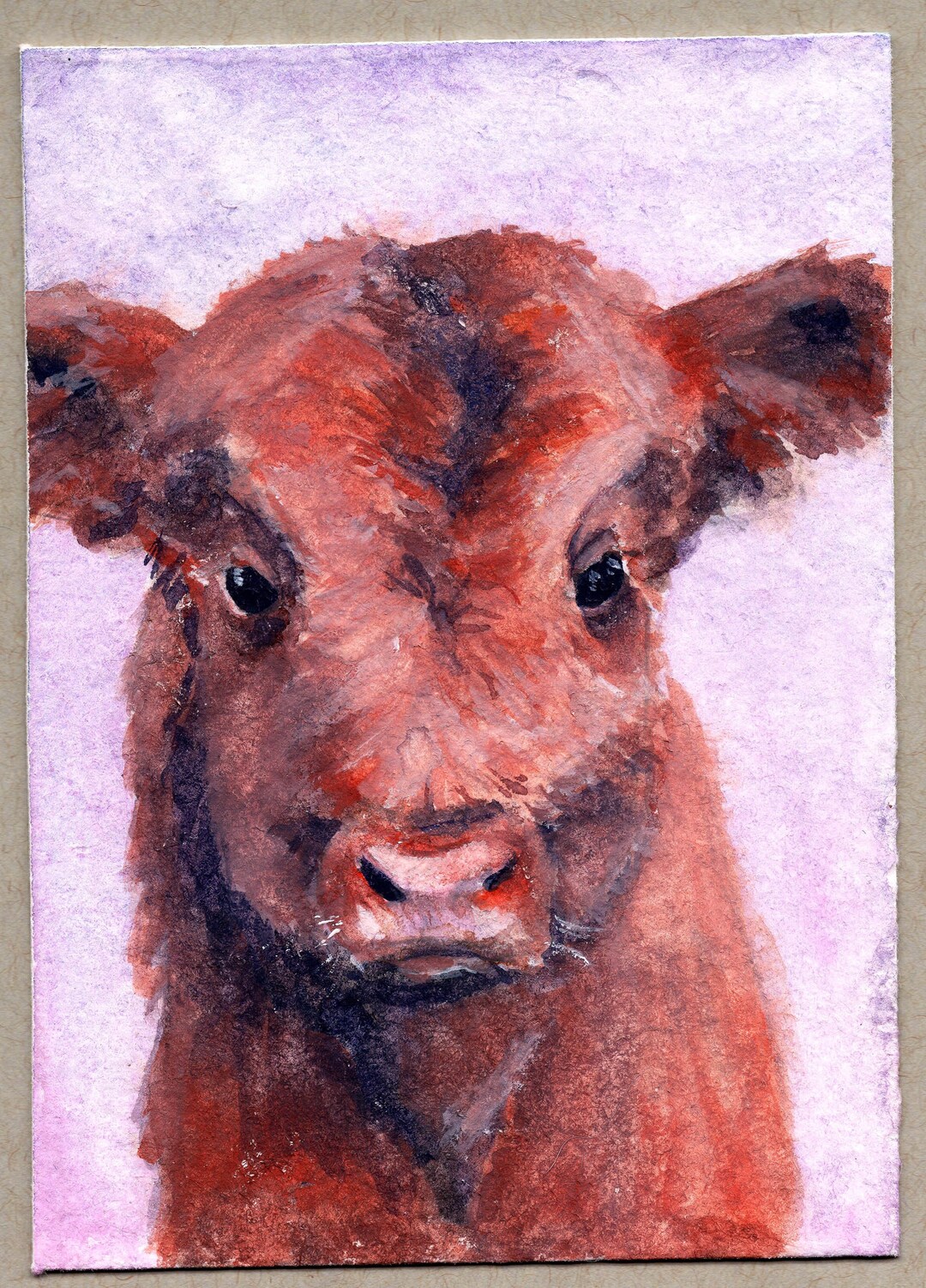 Itty Bitty Cow Original Watercolor Painting 3.5 X 5" - Etsy