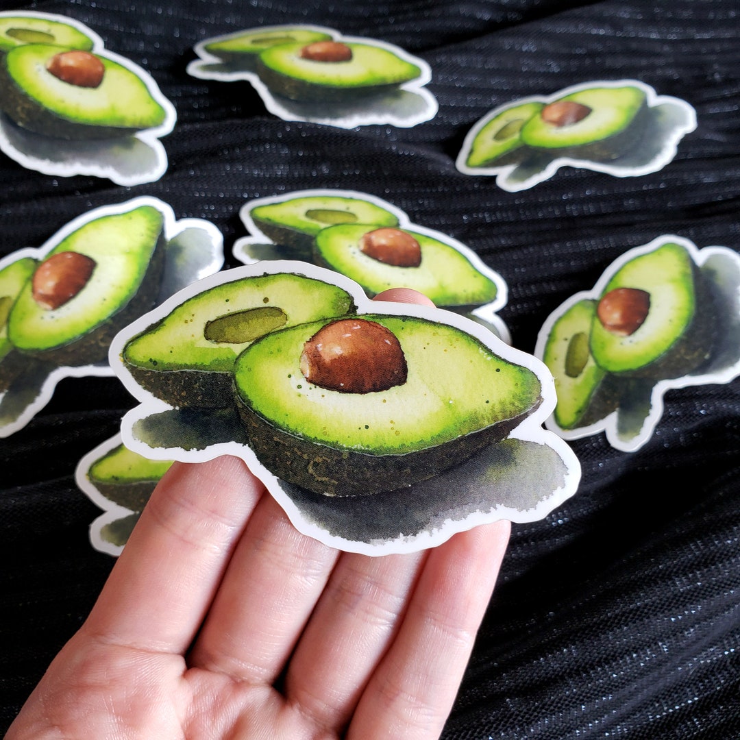 Avocado Watercolor Vinyl Sticker 3 - Etsy UK