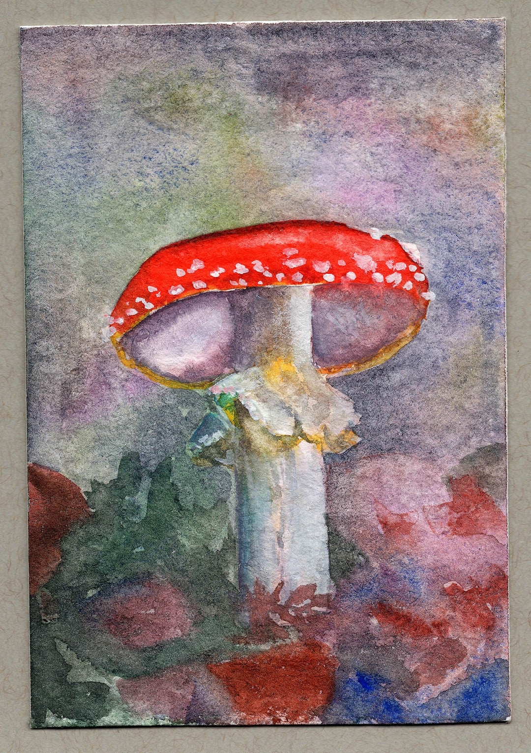 Itty Bitty Mushroom Watercolor Painting 3.5 X 5 Original - Etsy