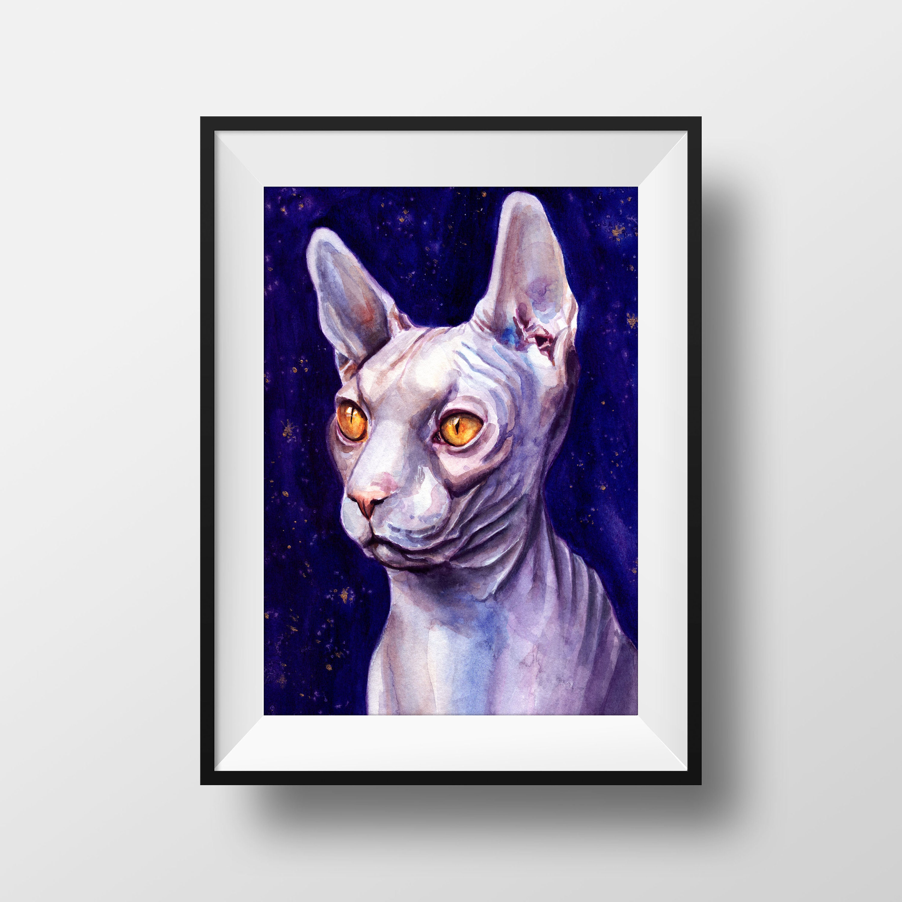 Sphynx Cat Art Print Matte or Linen Paper High Quality Print - Etsy
