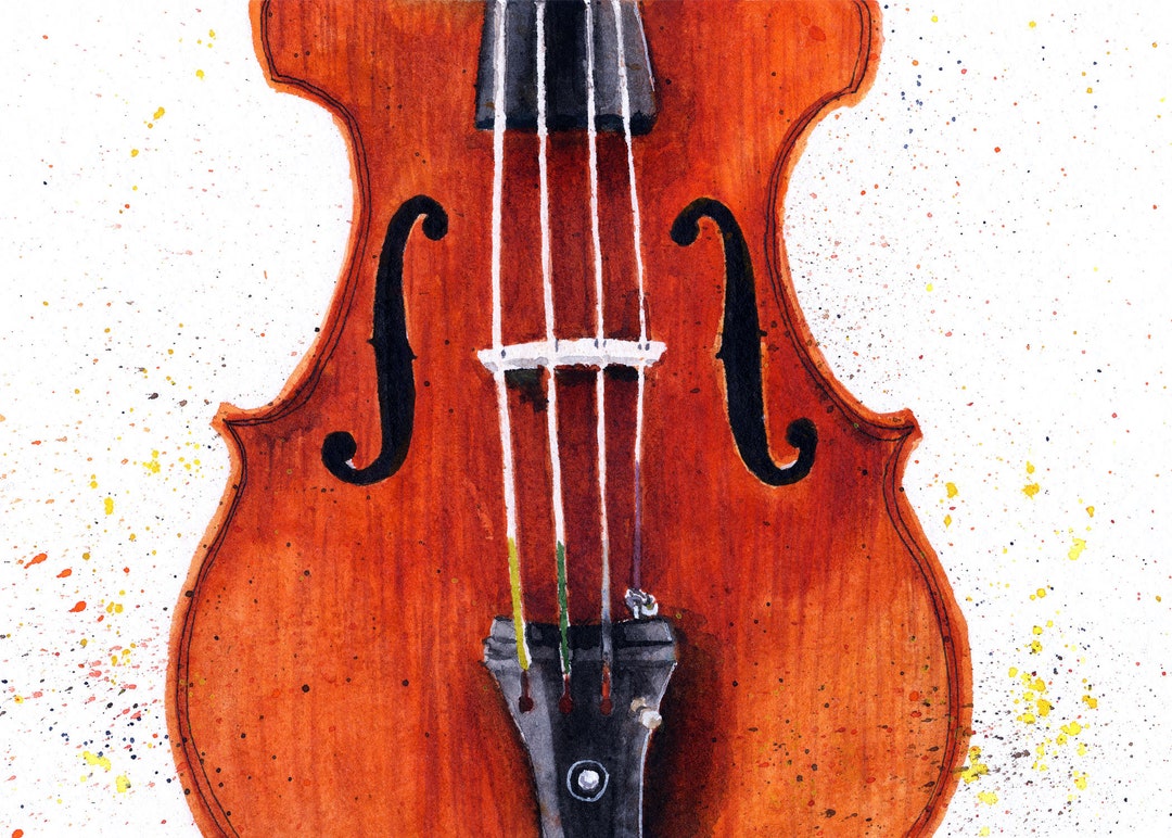 Violin Watercolor Art Print, Matte Paper Linen Print 4x6 5x7 or 8x10 ...