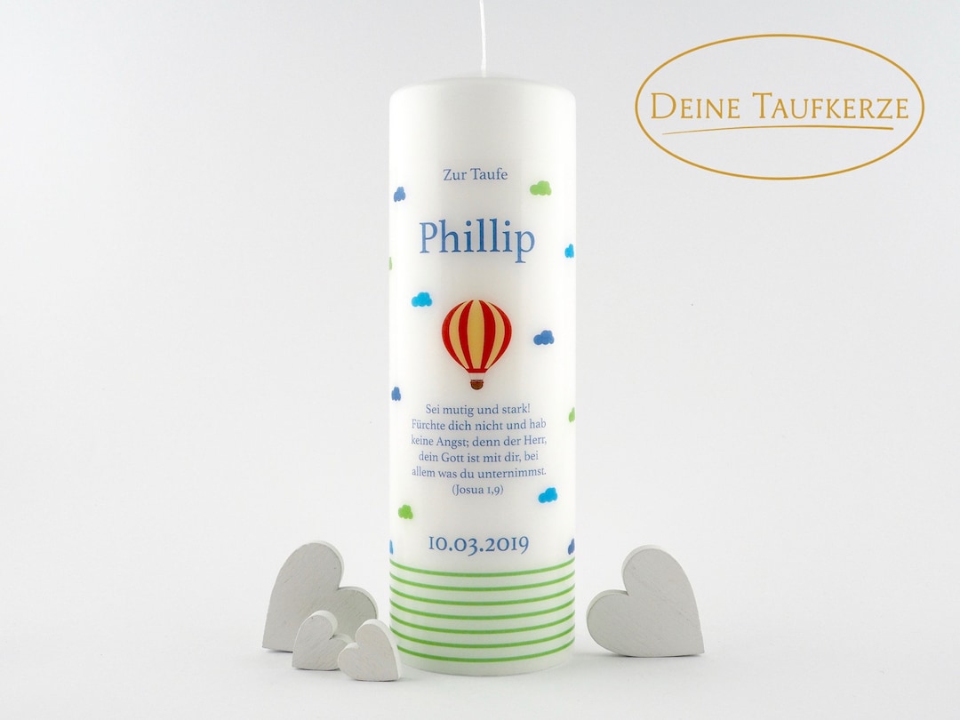Baptismal Candle Hot Air Balloon, Baptismal Candle Boy Colorful ...