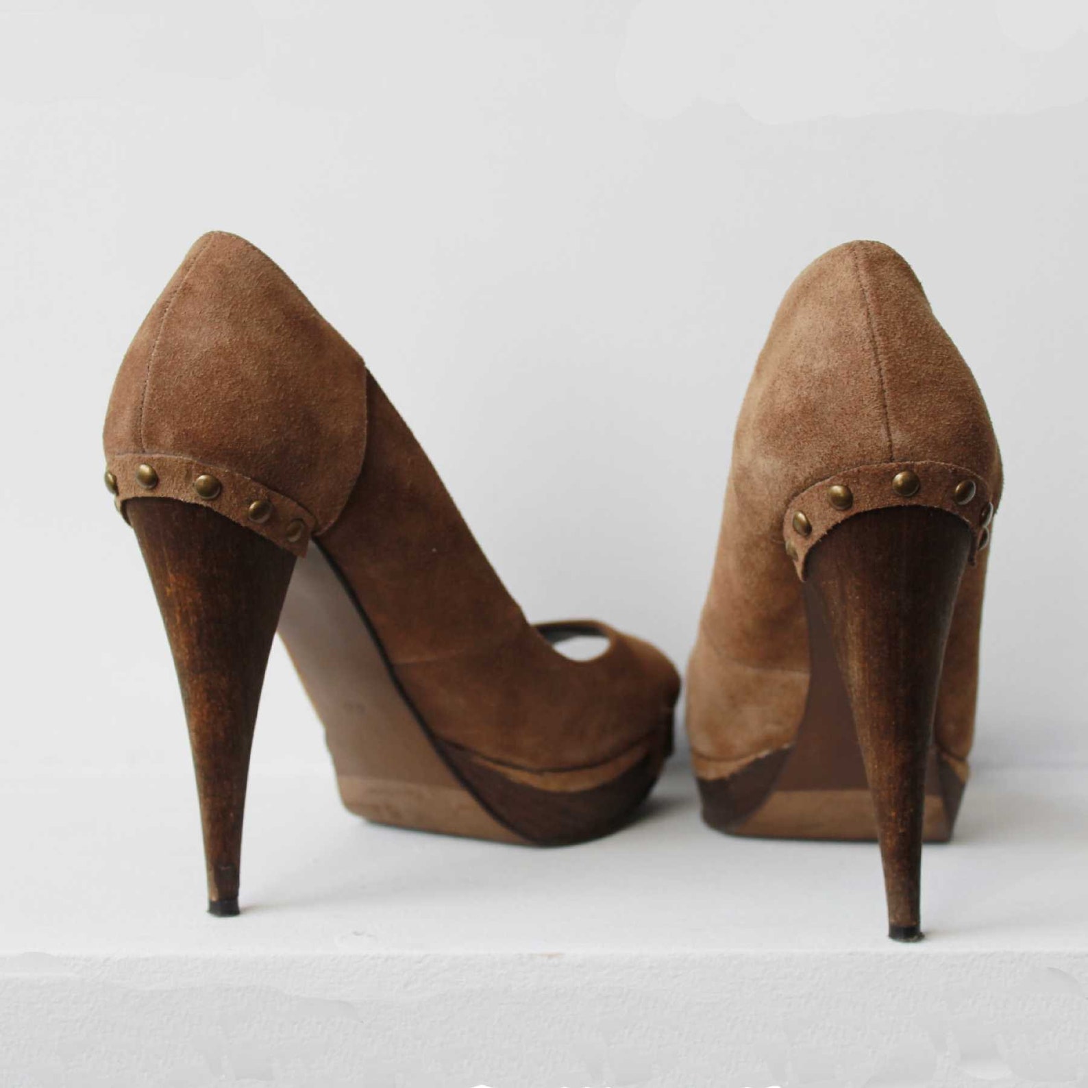 Zara Women Shoes Brown Shoes Real Leather High Heel Sandals Peep Toe ...