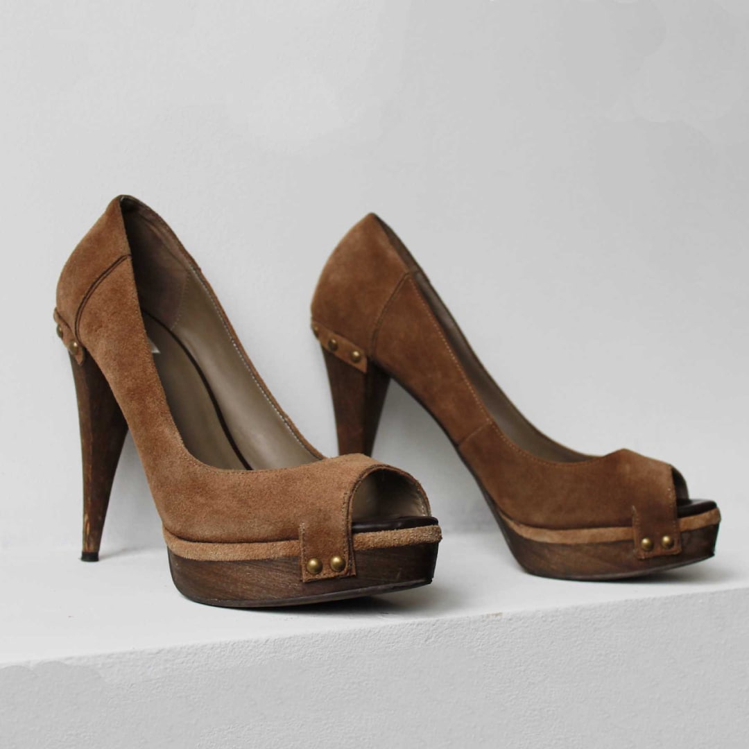 Zara Women Shoes Brown Shoes Real Leather High Heel Sandals Peep Toe ...