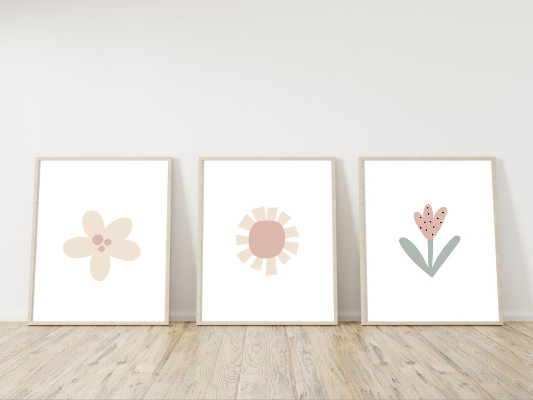 Set of 3 Boho Flower Poster, Children's Room Pictures for Boys, Girls ...