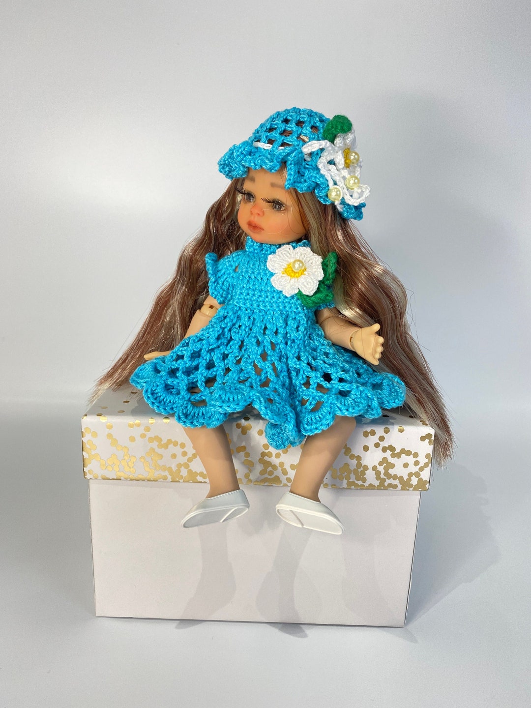 Outfit for Mini Paola Reina 8 Inch, Dress and Panama for Mini Doll ...