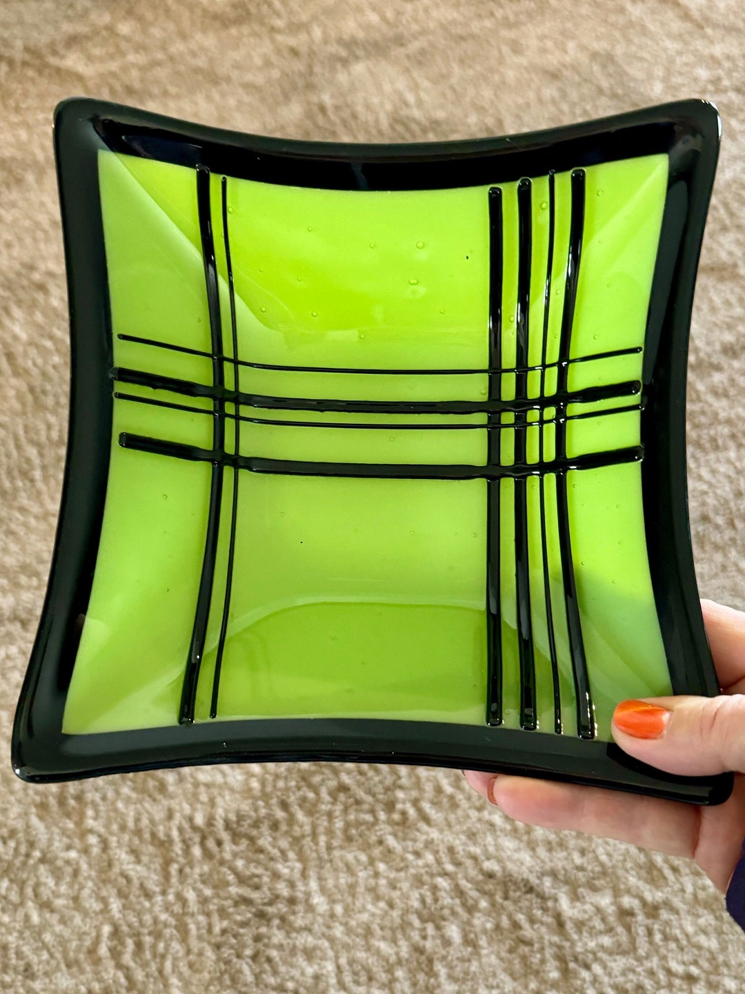 Bowl: Geometry in Green and Black - Etsy