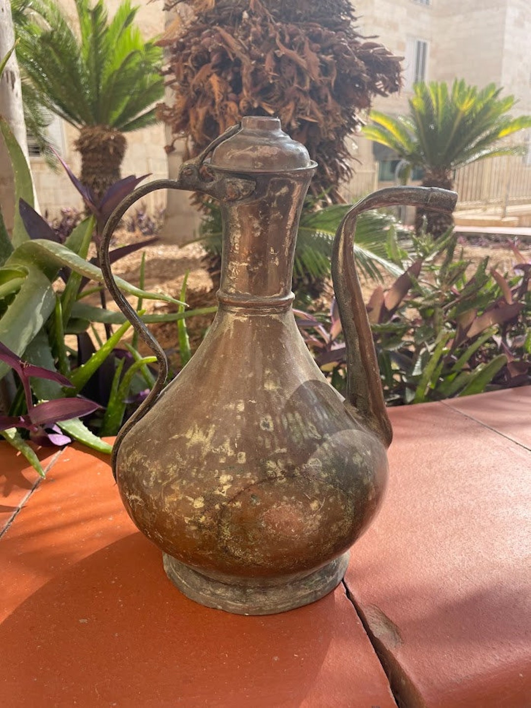 Antique Large Islamic Copper Pitcher, Large Copper Vessel From the ...