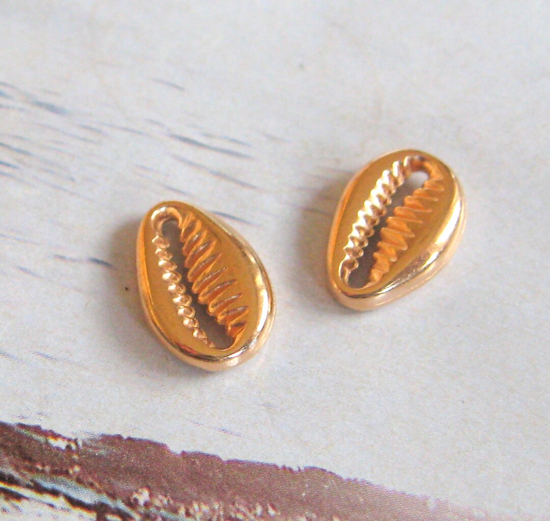 2 Spacers Kauri Shells 12 X 9 Mm Rose Gold Colored Connectors Metal ...
