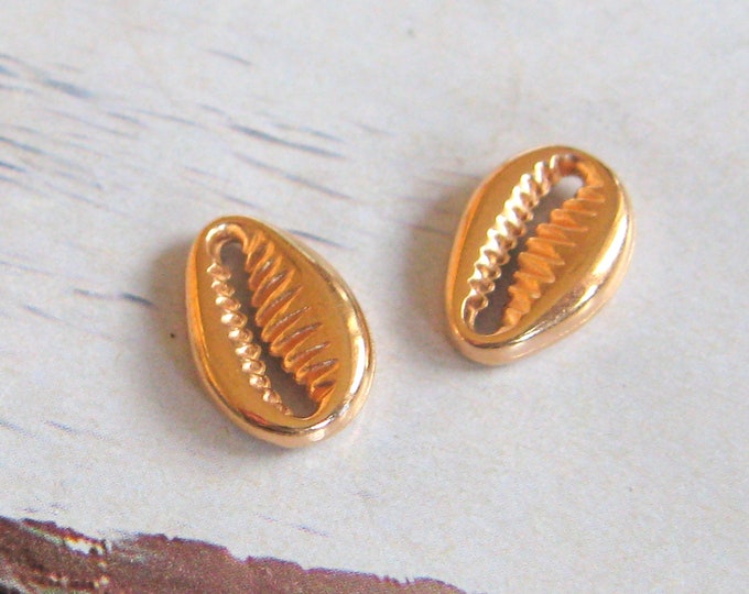 2 Spacers Kauri Shells 12 X 9 Mm Rose Gold Colored Connectors Metal ...