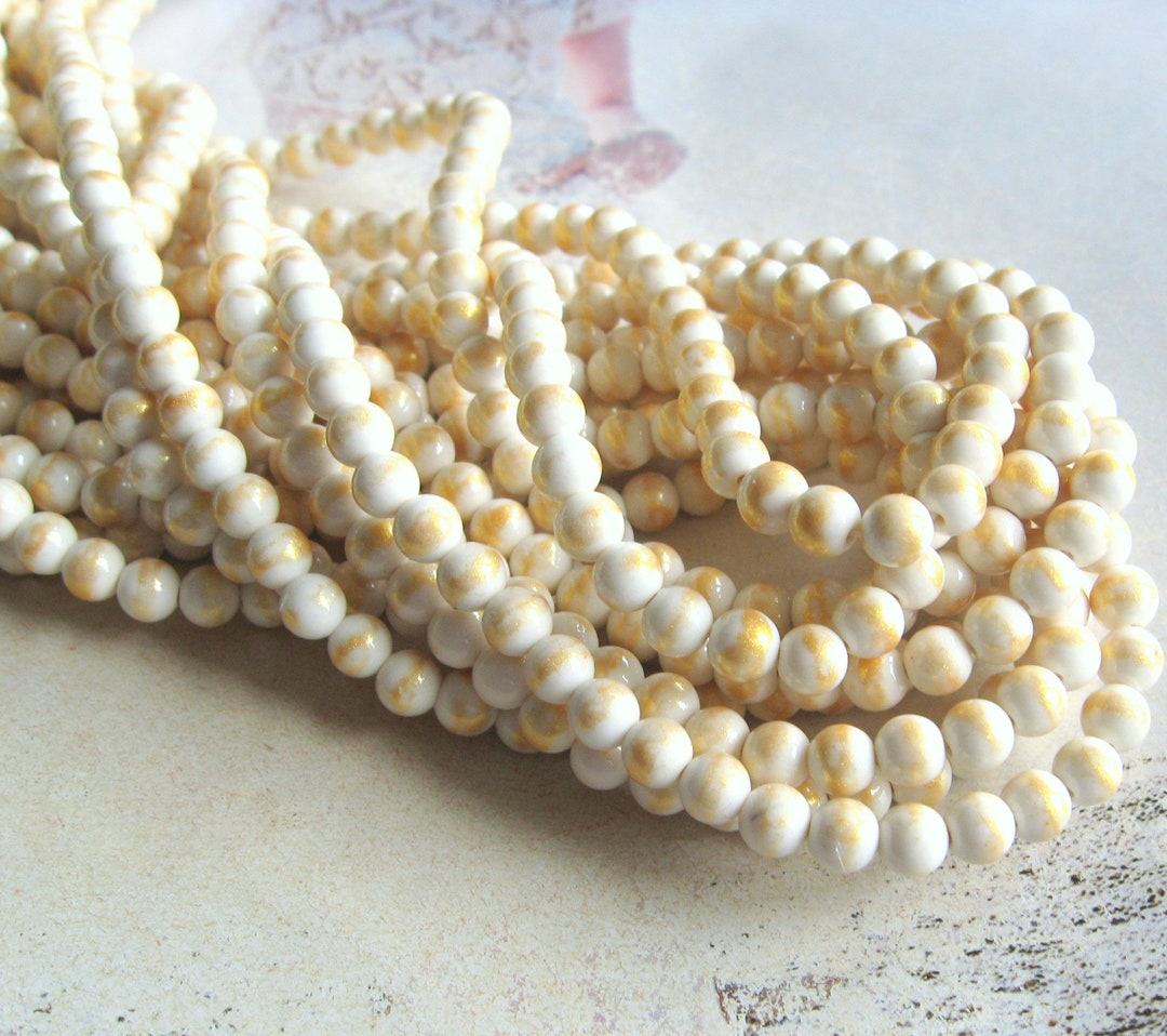 1 Strand Jade Cream White Gold 4 Mm Round Gemstone Natural Stone off ...