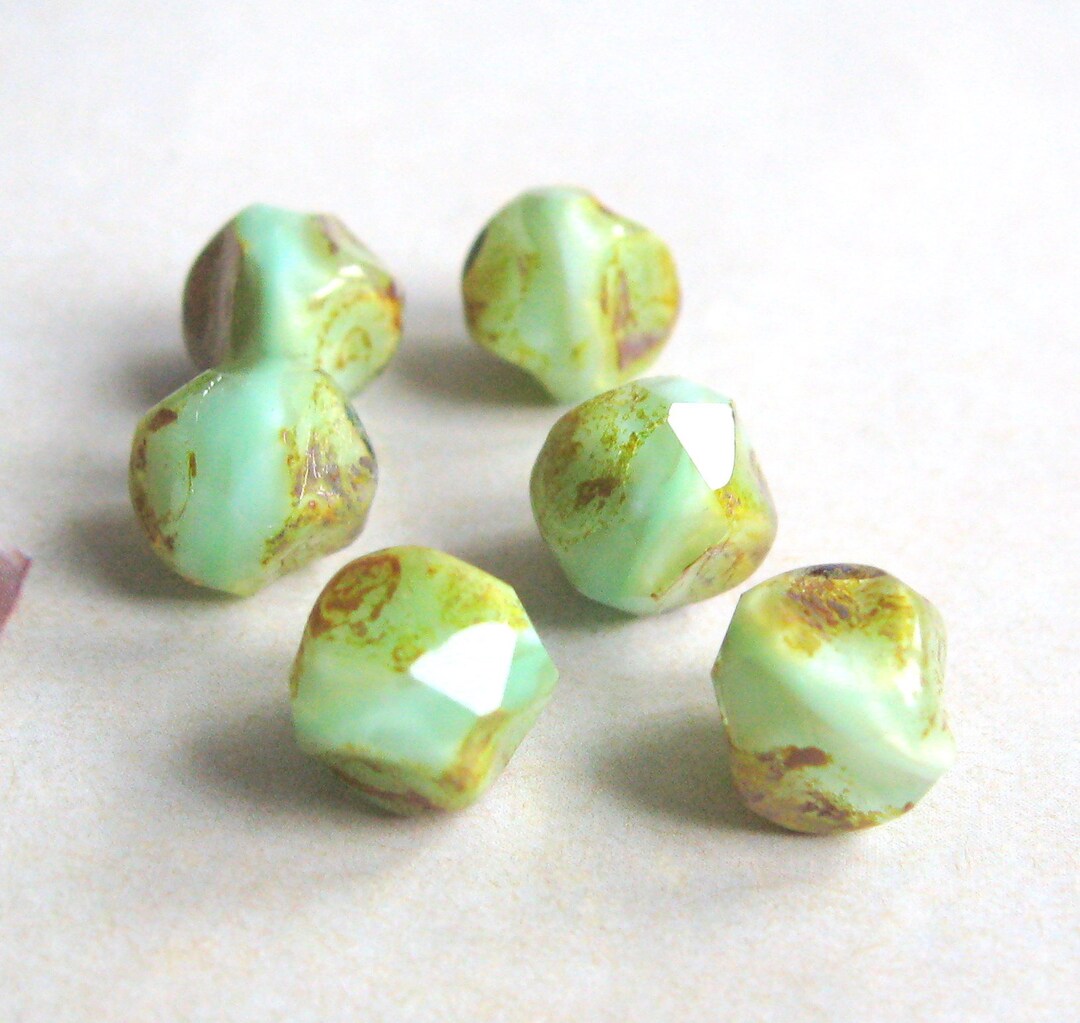 6 Bohemian Baroque Pearl Nuggets Mint Green 9 Mm Picasso Finish ...