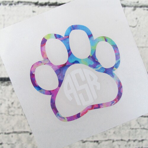 Vinyl Paw Print Monogram Decal Dog Paw Monogram Cat Paw - Etsy