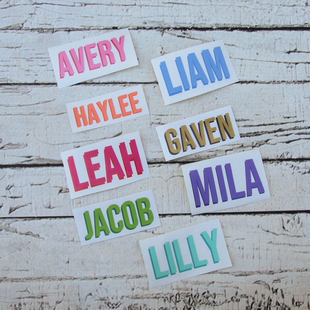 Double-layer Name Decal - Shadow Block Name - Vinyl Decal - Drop Shadow ...