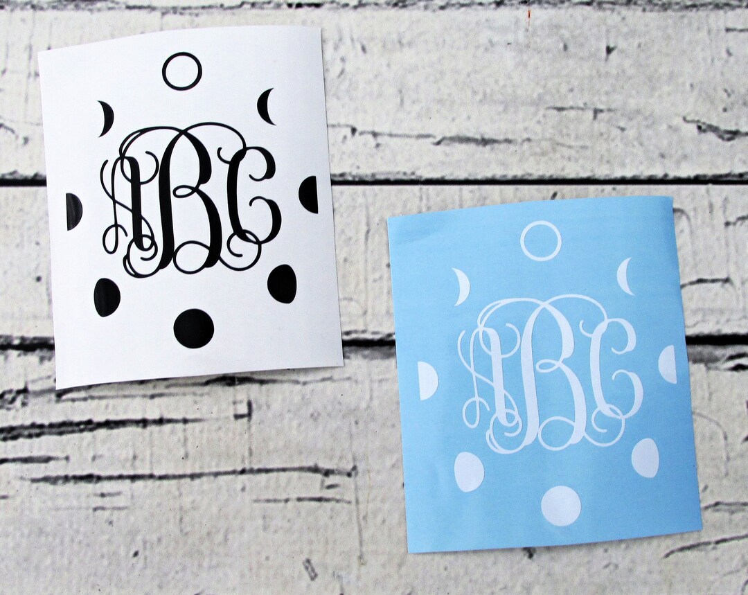 Custom Moon Phase Decal - Moon Phase Monogram - Moon Phase Sticker ...