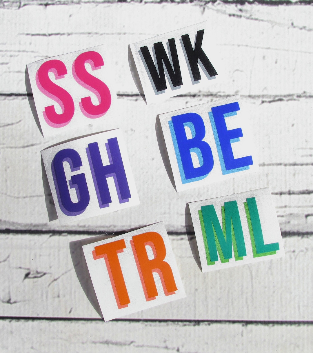 Two Letter Double Layer Initials Decal - Shadow Block Initials - Vinyl ...
