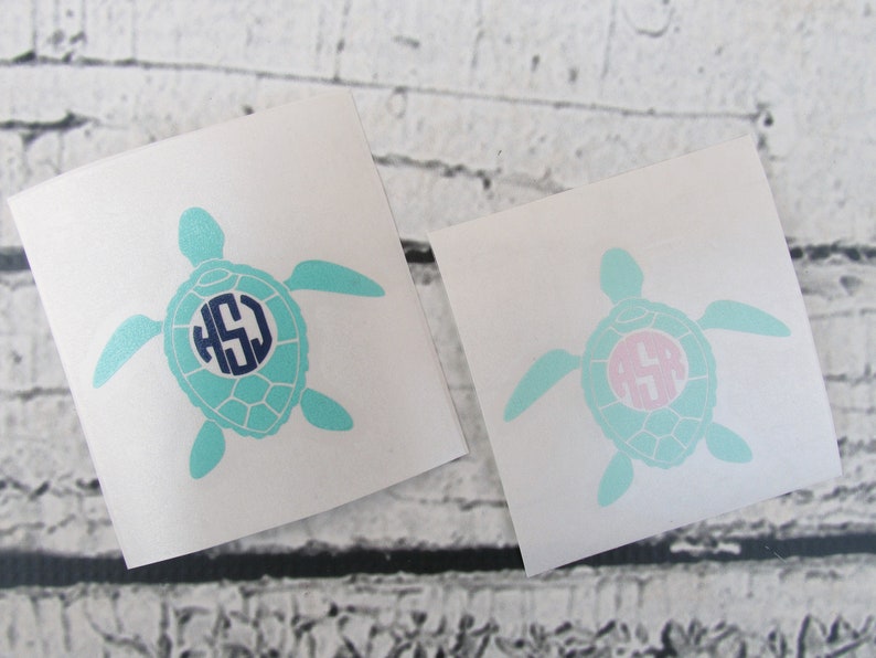 Vinyl Turtle Monogram Decal Monogram Decal Turtle Decal - Etsy