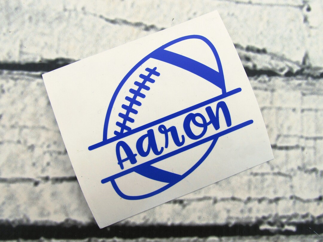 Football Name Decal - Vinyl Name Decal - Split Football With Name ...