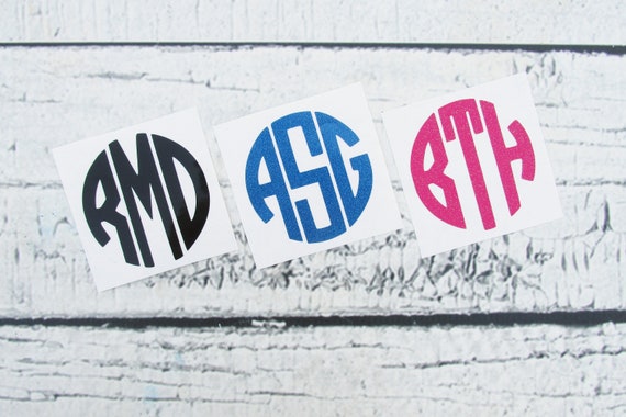 Vinyl Monogram Decal Circle Monogram Sticker Monogram Car - Etsy