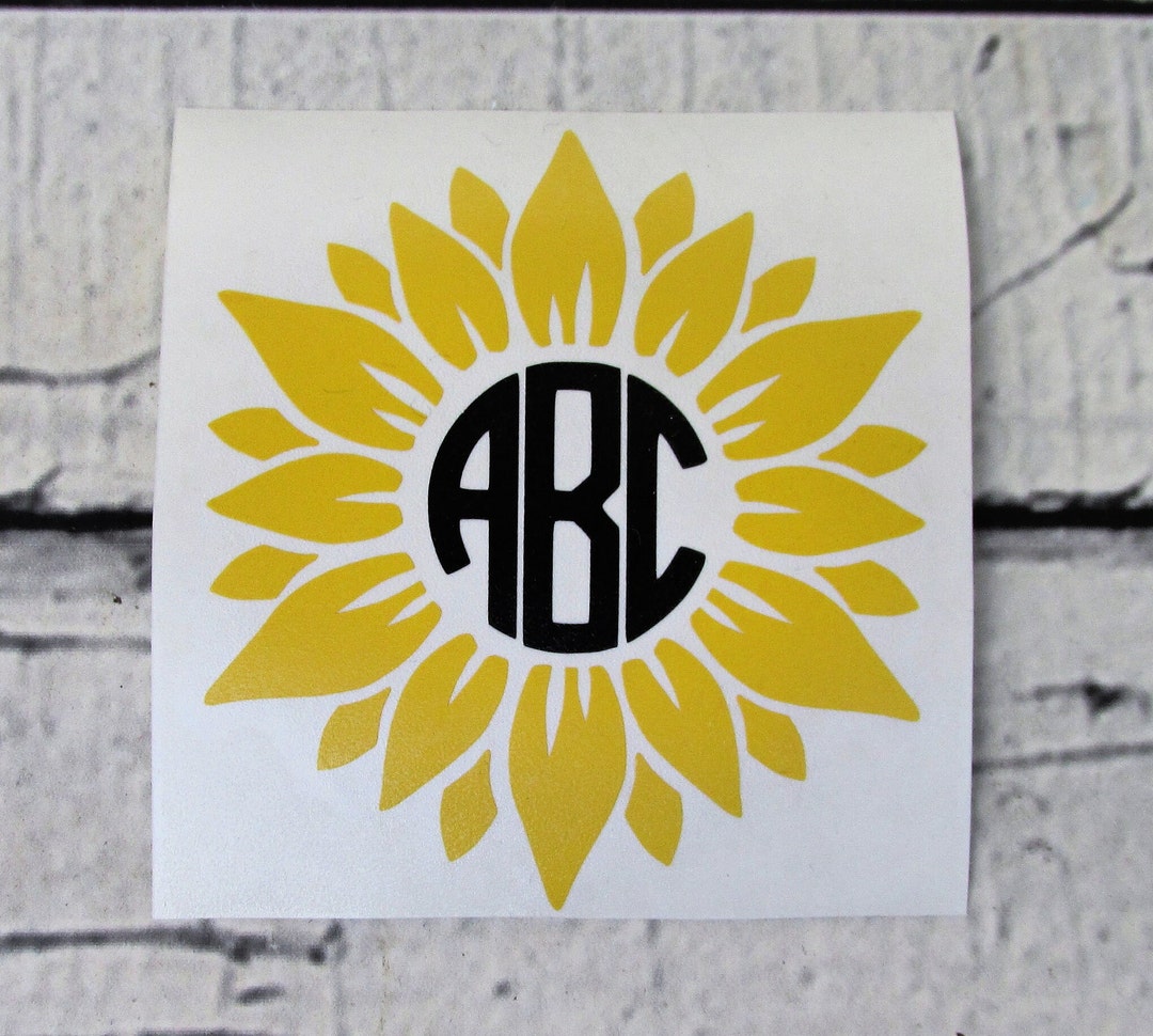 Sunflower Monogram Decal Sticker - Sunflower Monogram Decal - Sunflower ...