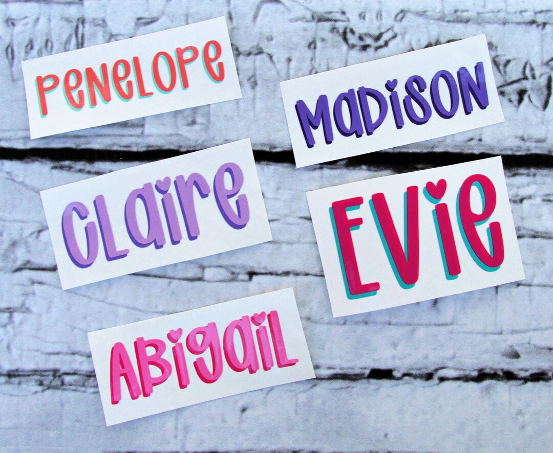 Double-layer Name Decal - Shadow Block Name - Vinyl Decal - Drop Shadow ...