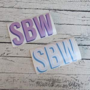 Double-layer Monogram Decal, Shadow Block Monogram, Vinyl Decal, Drop ...