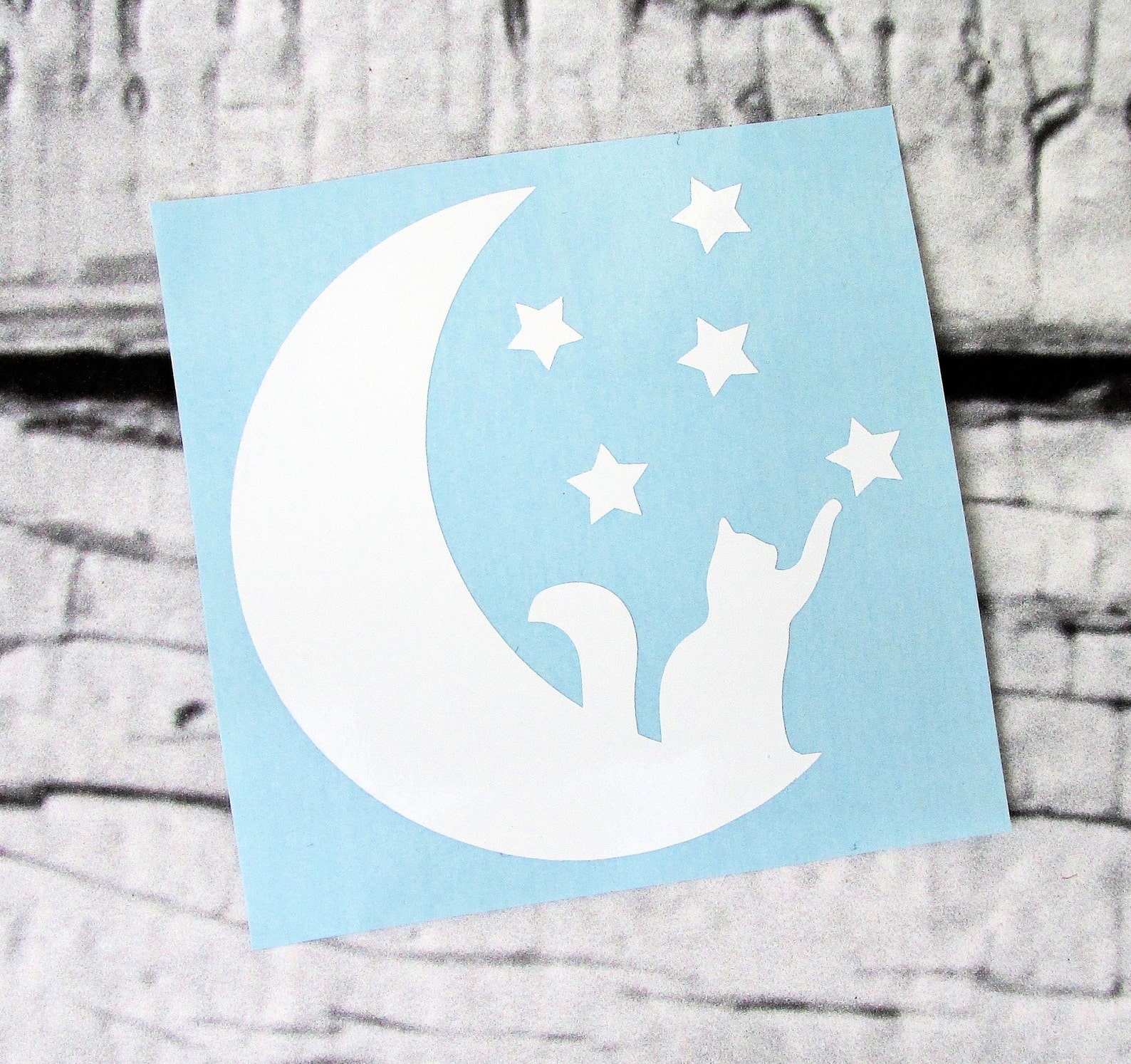Custom Cat Moon Stars Decal - Custom Cat Stars Decal - Custom Cat Moon ...
