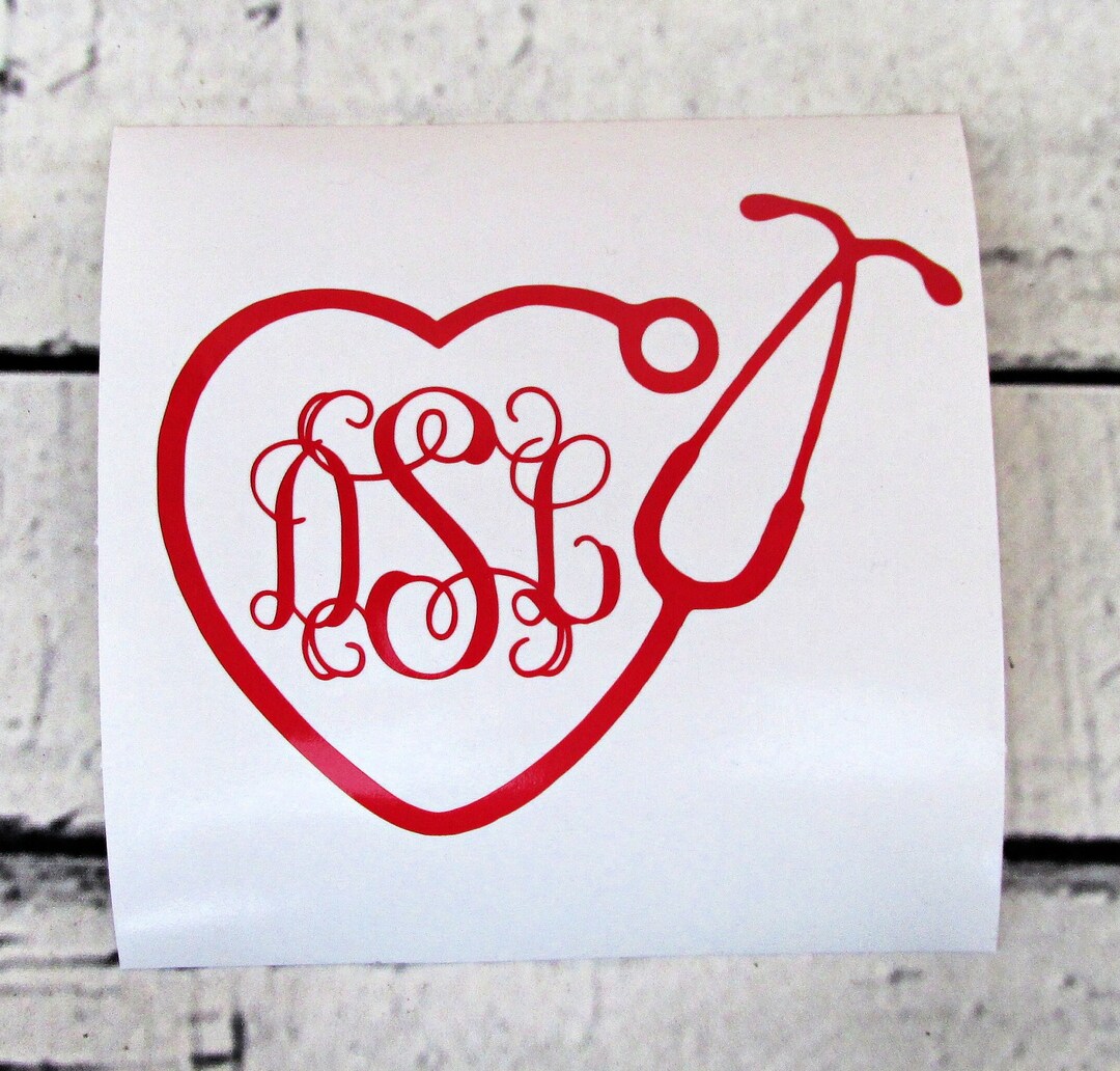 Nurse Monogram Decal - Nurse Sticker - Nurse Decal - Stethoscope ...