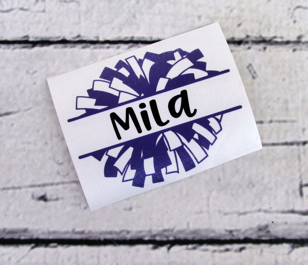 Vinyl Cheer Decal - Pom Pom Name Decal - Cheerleading Vinyl Sticker ...