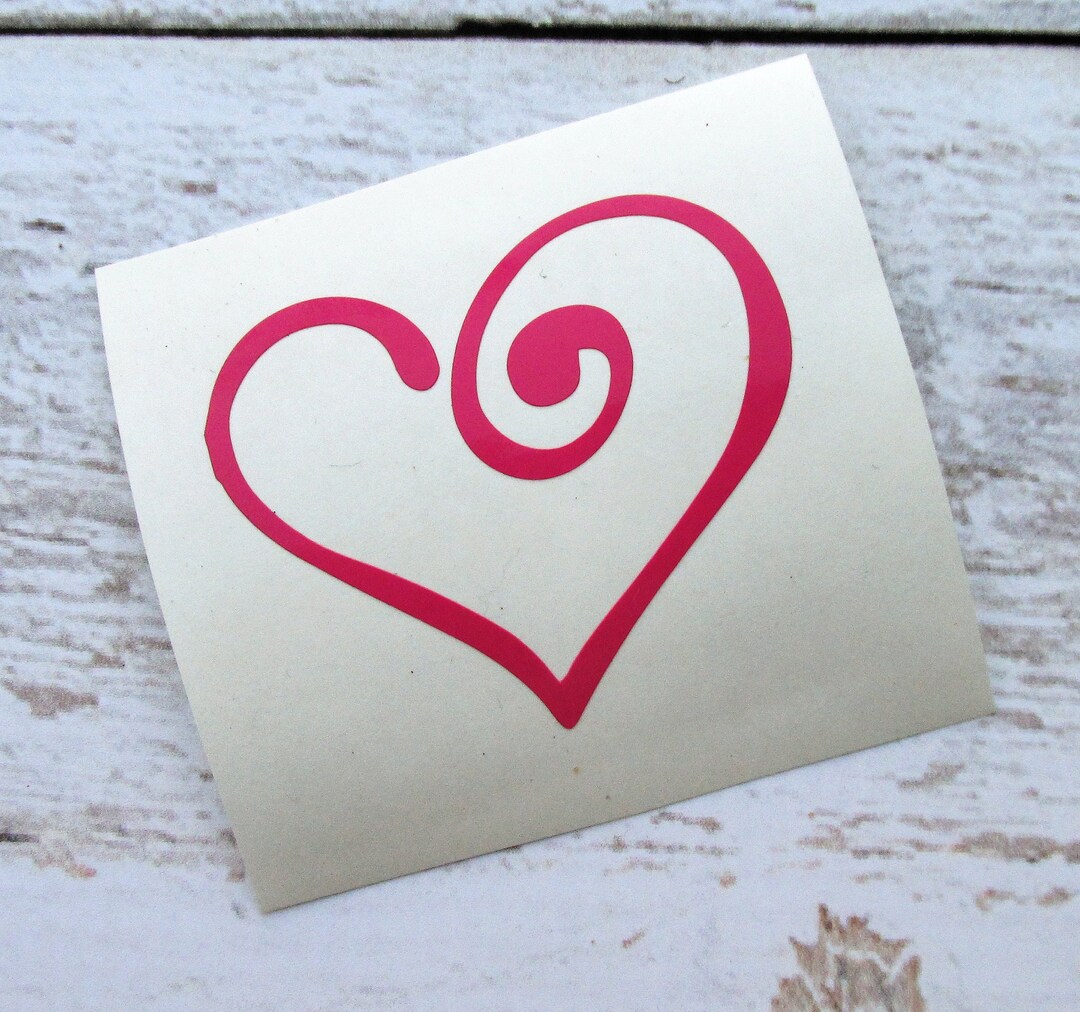 Hand Drawn Heart Decal - Heart Sticker - Heart Car Decal - Heart Vinyl ...