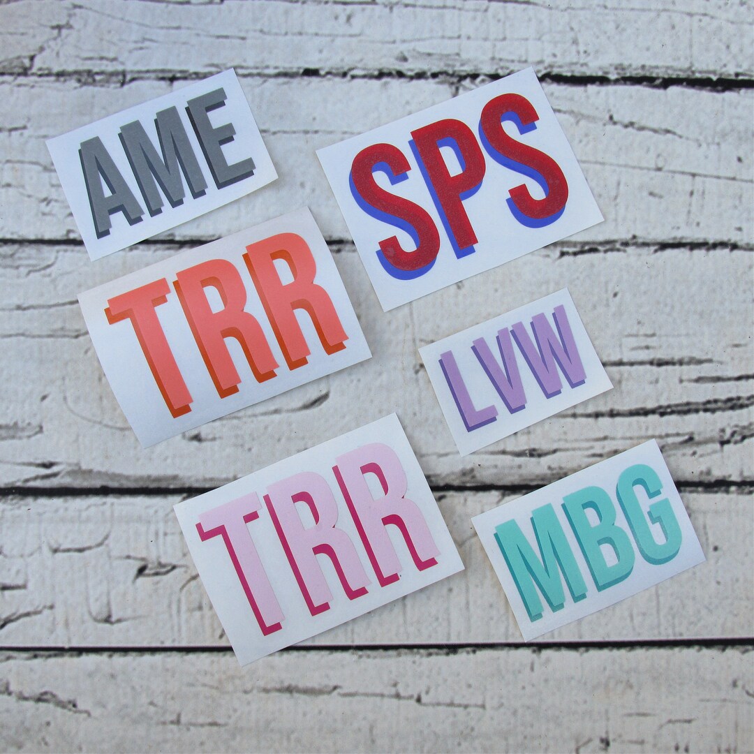 Double-layer Monogram Decal - Shadow Block Monogram - Vinyl Decal ...
