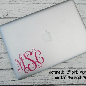 3 Inch Laptop Monogram Decal - Vinyl Monogram Decal - Monogram Decal ...