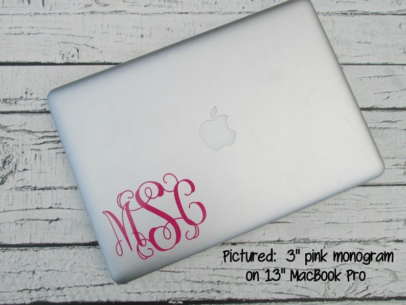 3 Inch Laptop Monogram Decal - Vinyl Monogram Decal - Monogram Decal ...