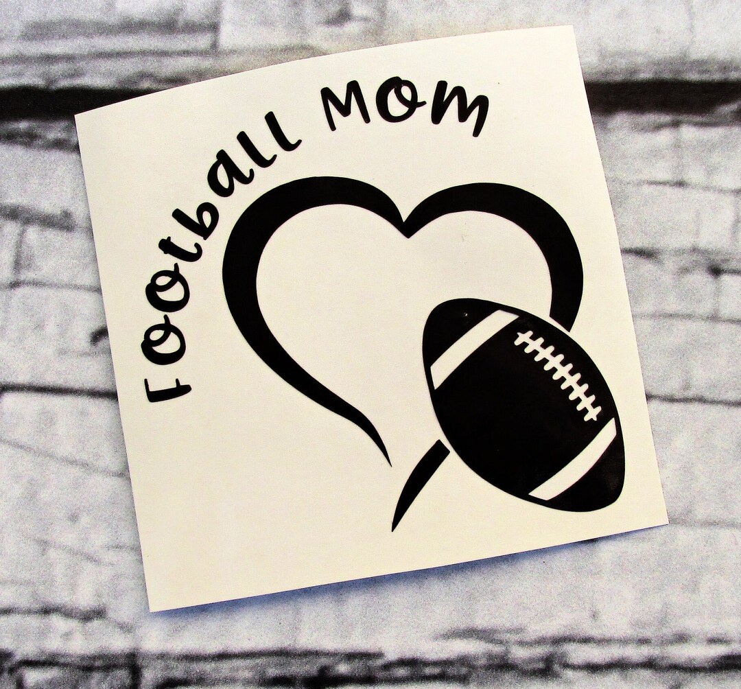 Football Mom Heart Decal - Custom Football Heart Decal - Football Mom ...
