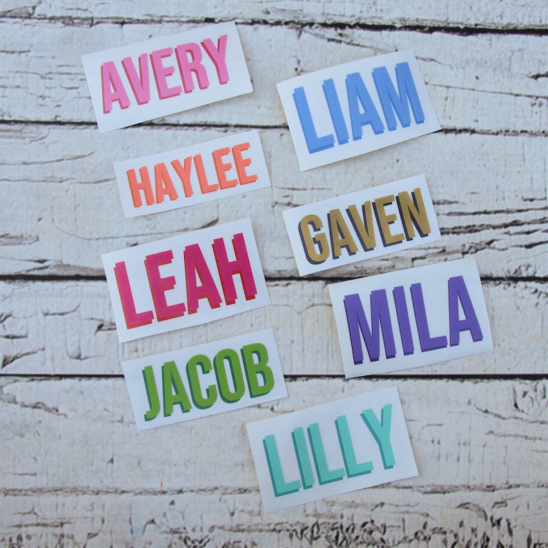 Double Layer Name Decal Two Color Name Sticker - Etsy