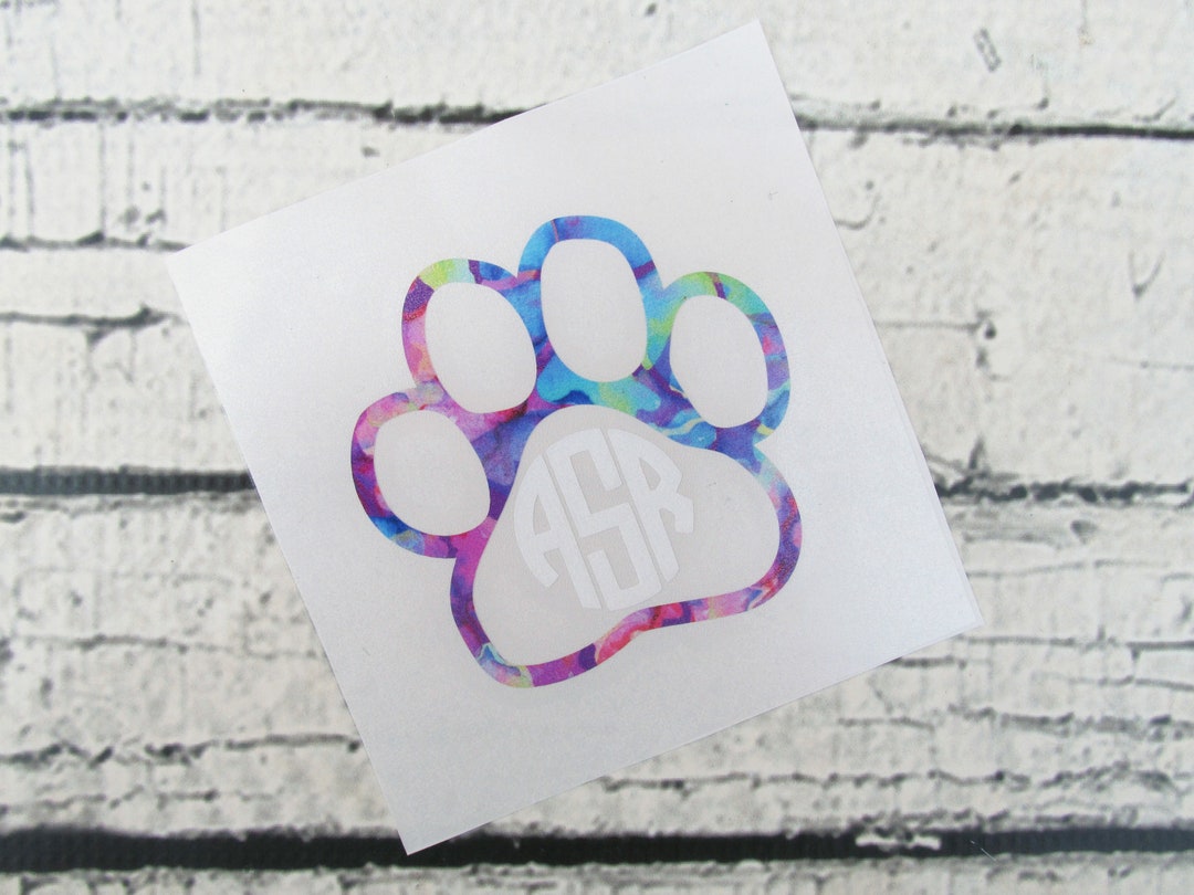 Vinyl Paw Print Monogram Decal Dog Paw Monogram Cat Paw Car Monogram ...