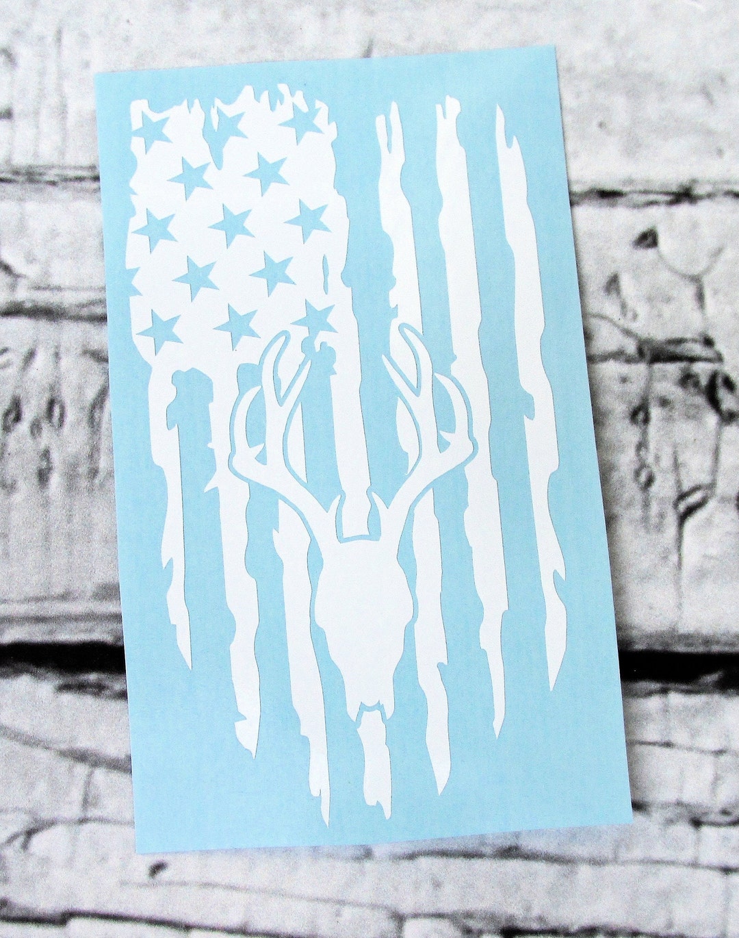American Flag Deer Decal - Distressed Deer Flag Decals - US Buck Flag ...