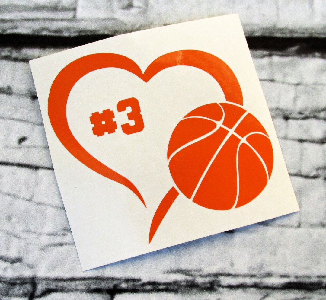 Basketball Heart Decal - Basketball Car Decal - Heart - Personalized ...