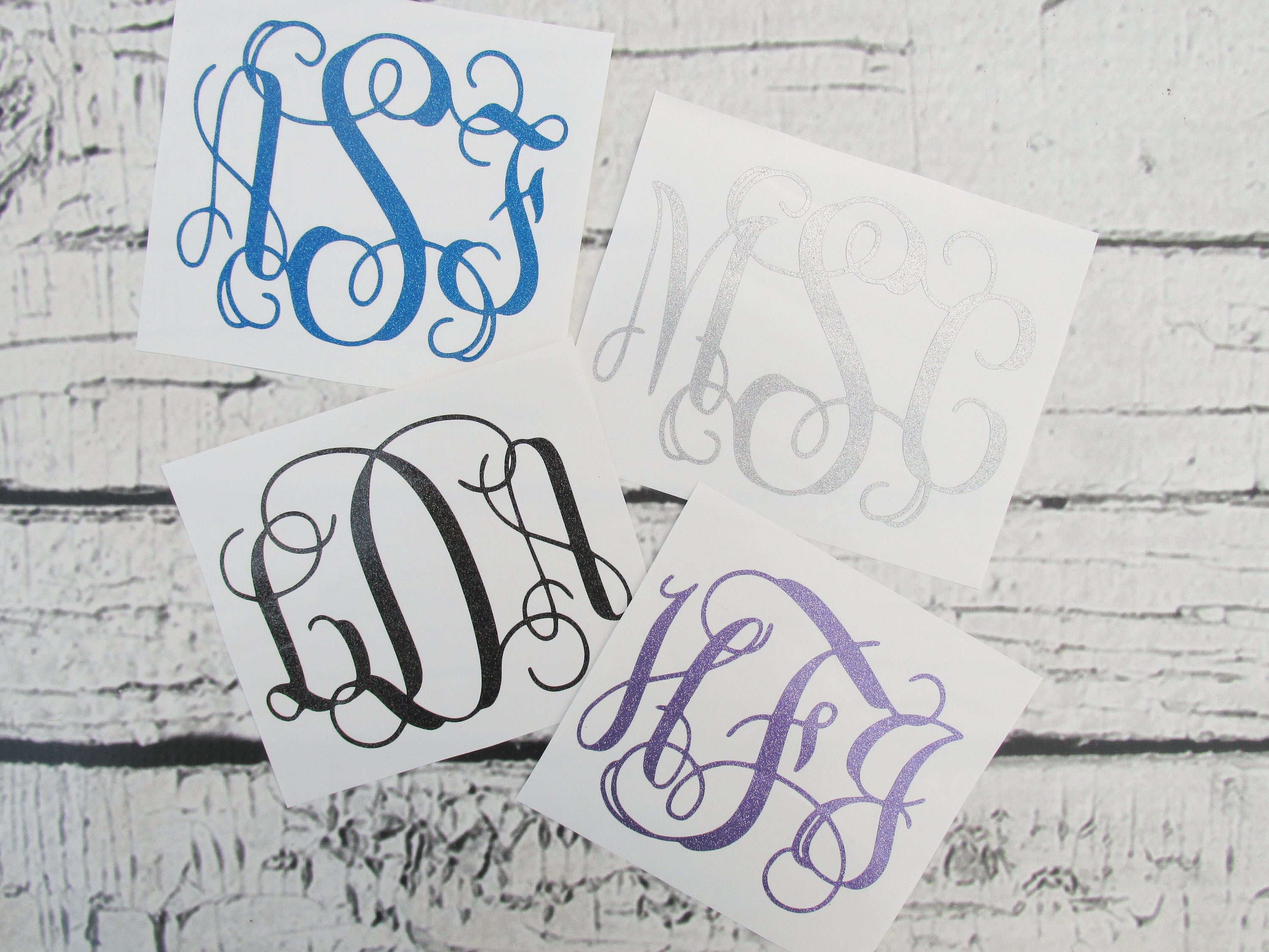 3 Inch Laptop Monogram Decal - Vinyl Monogram Decal - Monogram Decal ...