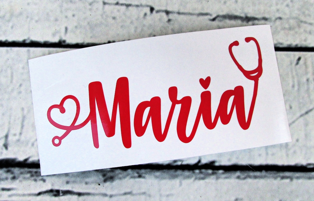 Custom Nurse Name Decal - Custom Nurse Name Sticker - Heart Tail ...