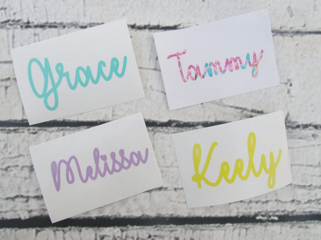Vinyl Name Decal - Girly Name Decal - Cursive Name Sticker - Water ...