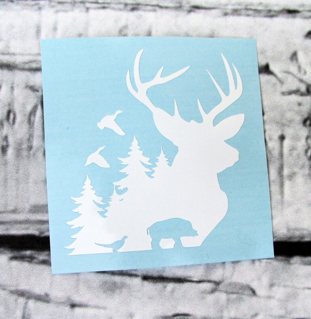 Deer Antler Decal for Truck Wildlife Sticker Outdoor Lover Gift Deer ...