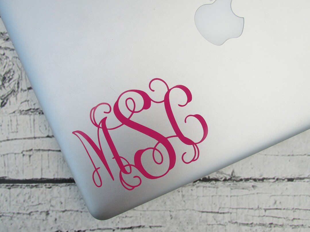 3 Inch Laptop Monogram Decal - Vinyl Monogram Decal - Monogram Decal ...