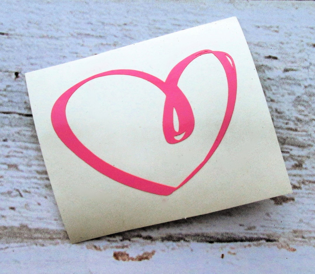 Doodle Heart Decal - Heart Sticker - Heart Car Decal - Hand Drawn Heart ...