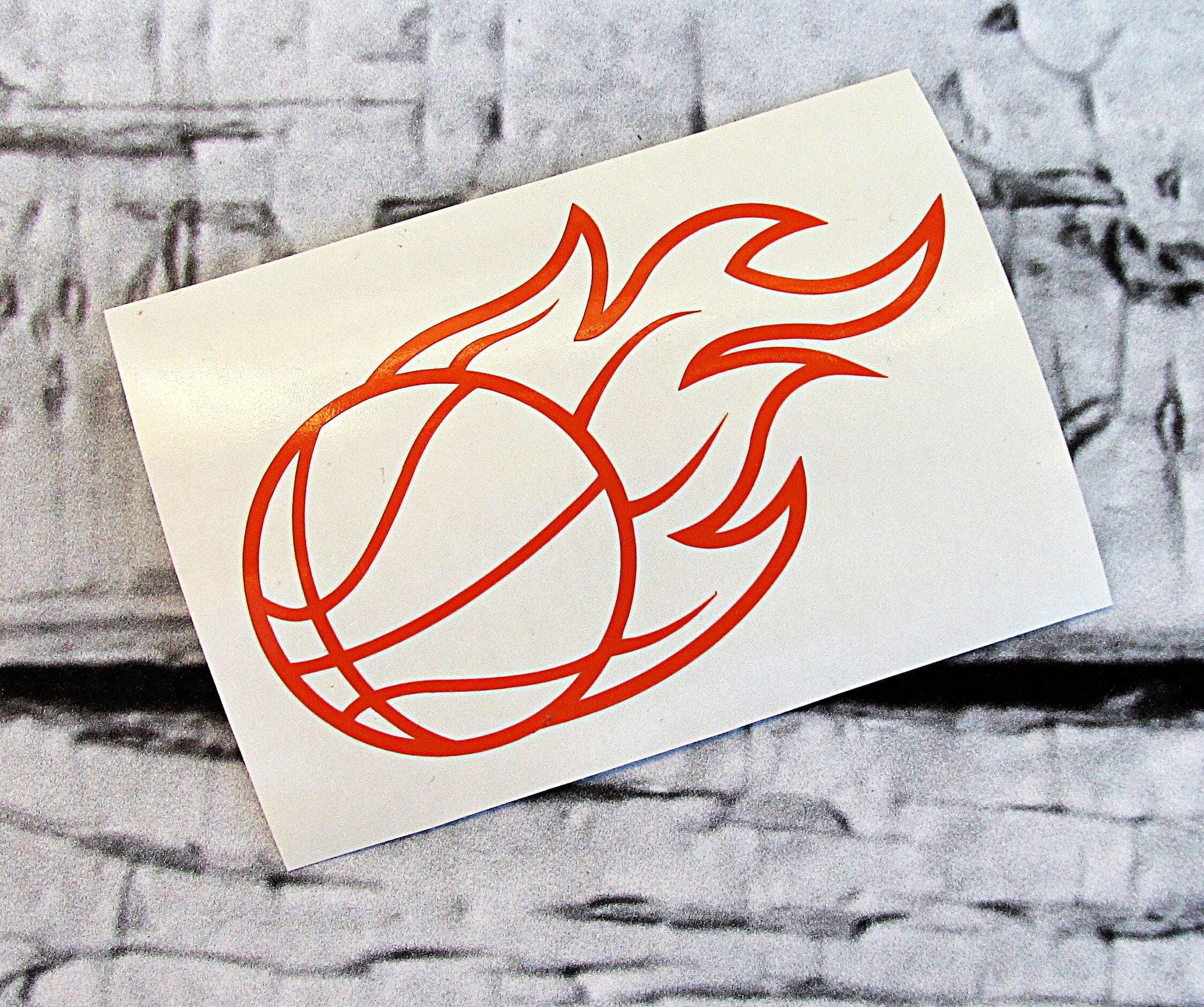 Custom Basketball Sticker - Basketball Flame Decal - Basketball Decal ...
