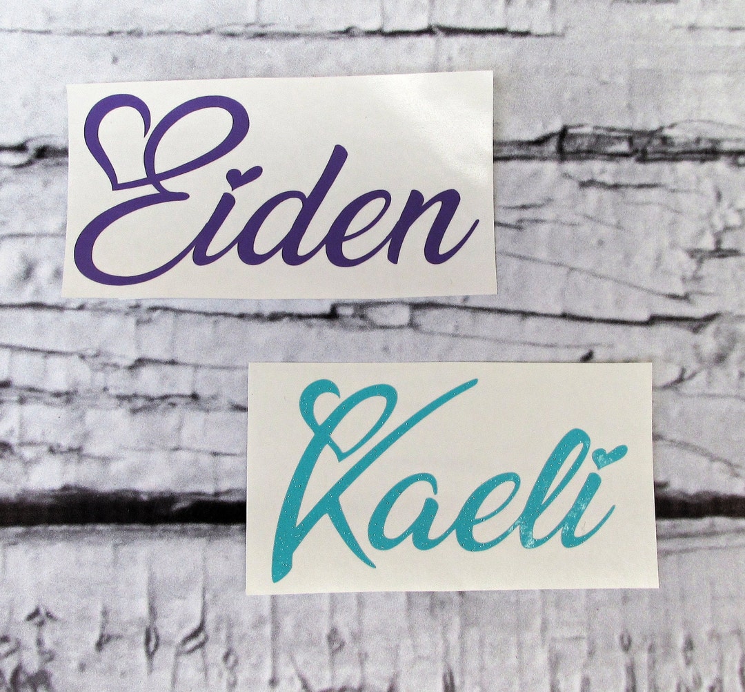 Custom Name Decal With Heart - Personalized Name Decal - Name Sticker ...